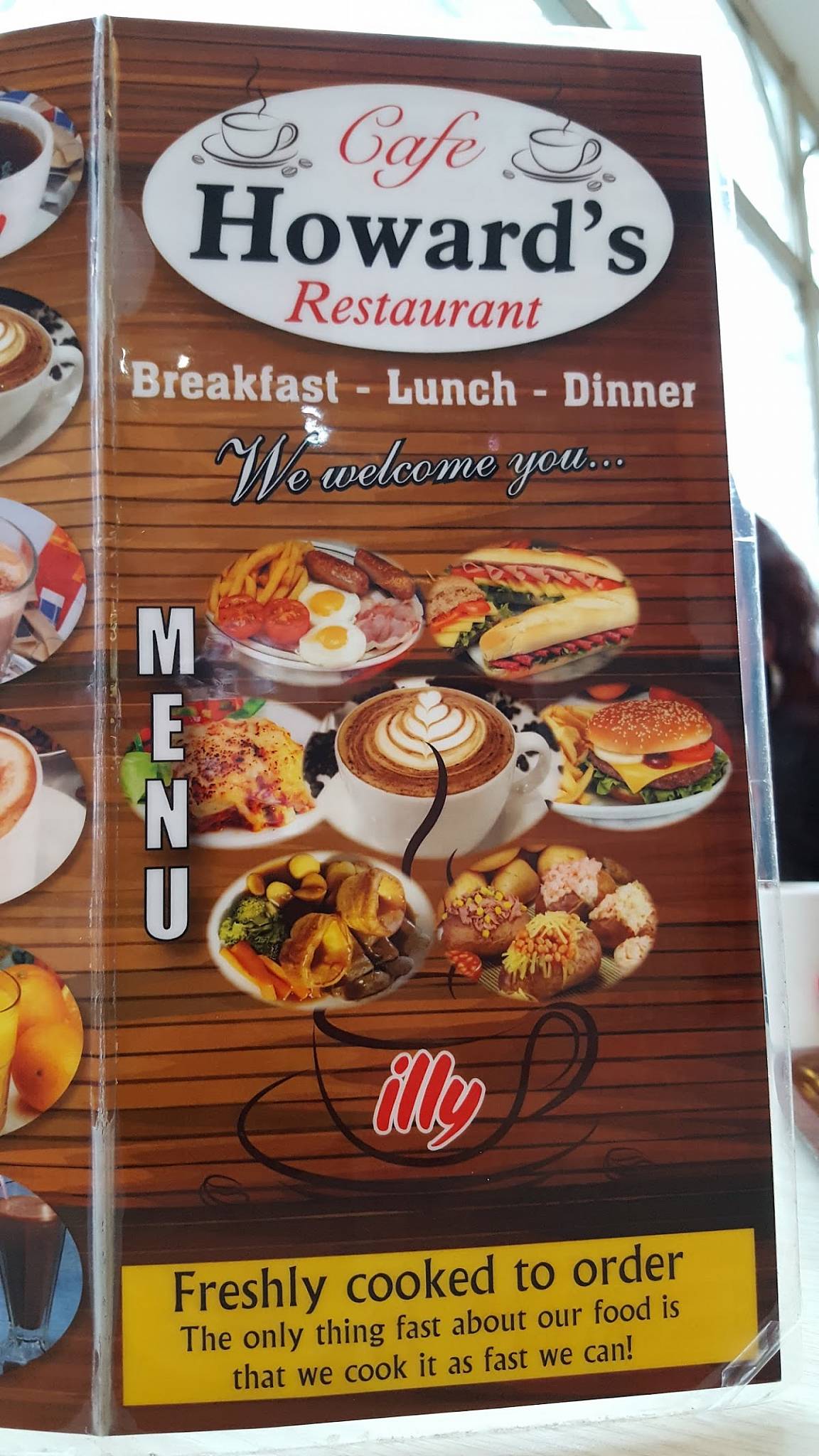 Menu at Howard’s Coffee Shop cafe, Bognor Regis