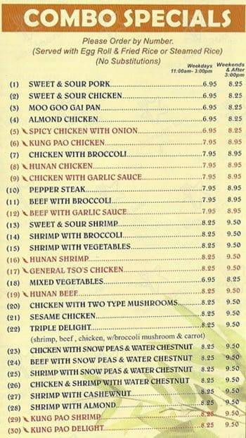 Menu at Hunan Chef restaurant, Houston, Katy Fwy