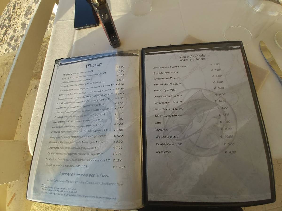 Menu at Il Pescatore Ristorante, Platamona