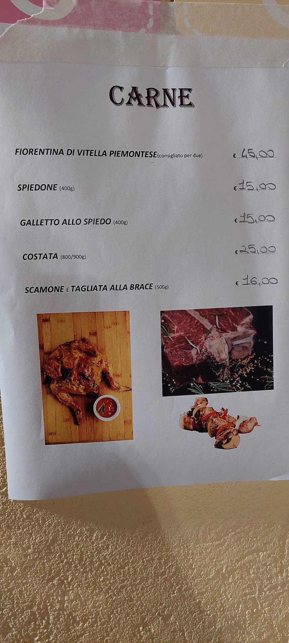 Menu at Il Portico restaurant, Gerbola