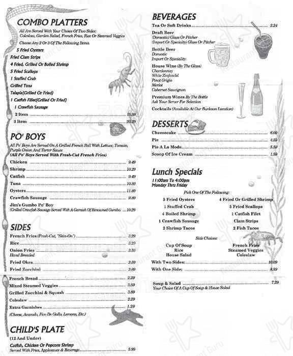 Menu at J&J Oyster Bar, Fort Worth