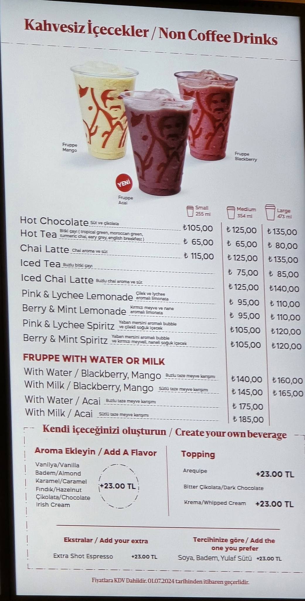 Menu au Juan Valdez Emaar Square Mall desserts, Istanbul