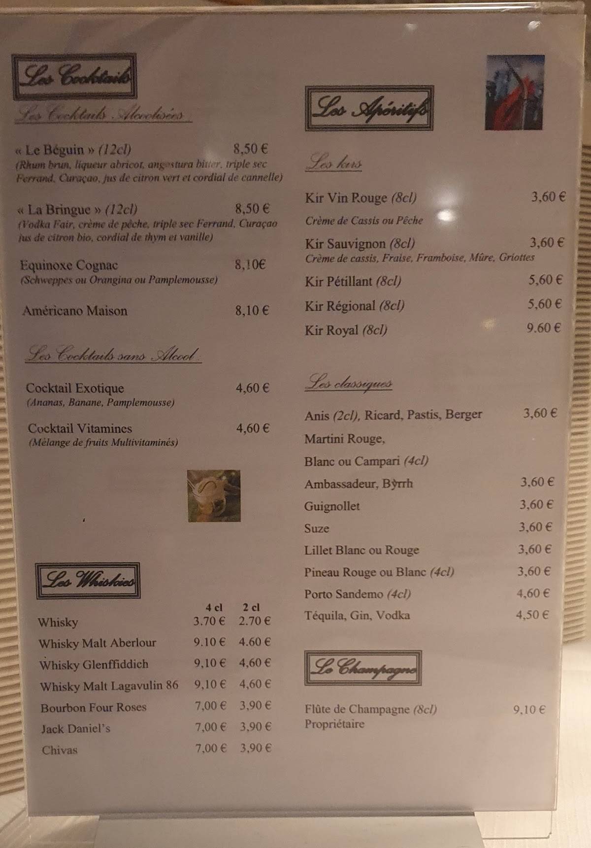 Menu au Restaurant Juliette, Migné-Auxances
