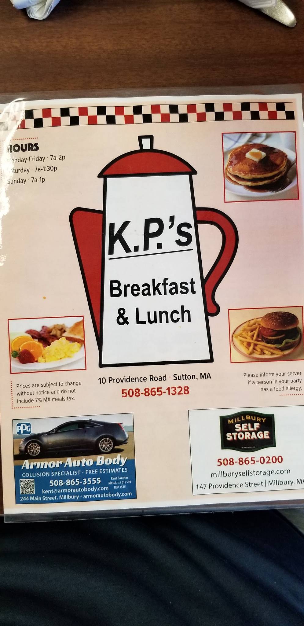 Menu at KP'S Restaurant & Catering, Sutton
