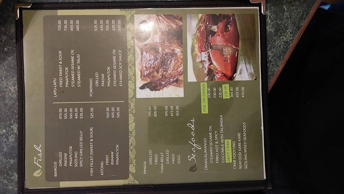 Menu at Kagay-anon Restaurant, Cagayan de Oro