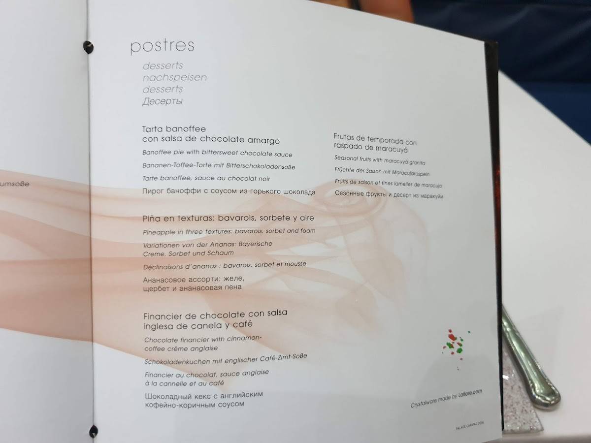 Menu at Krystal restaurant, Cancún