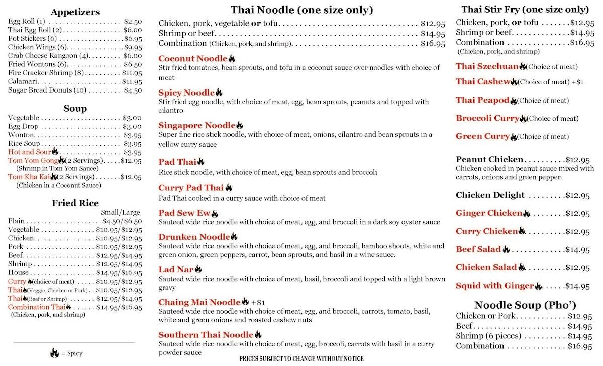 Menu at Ku's Wokery restaurant, Merrill