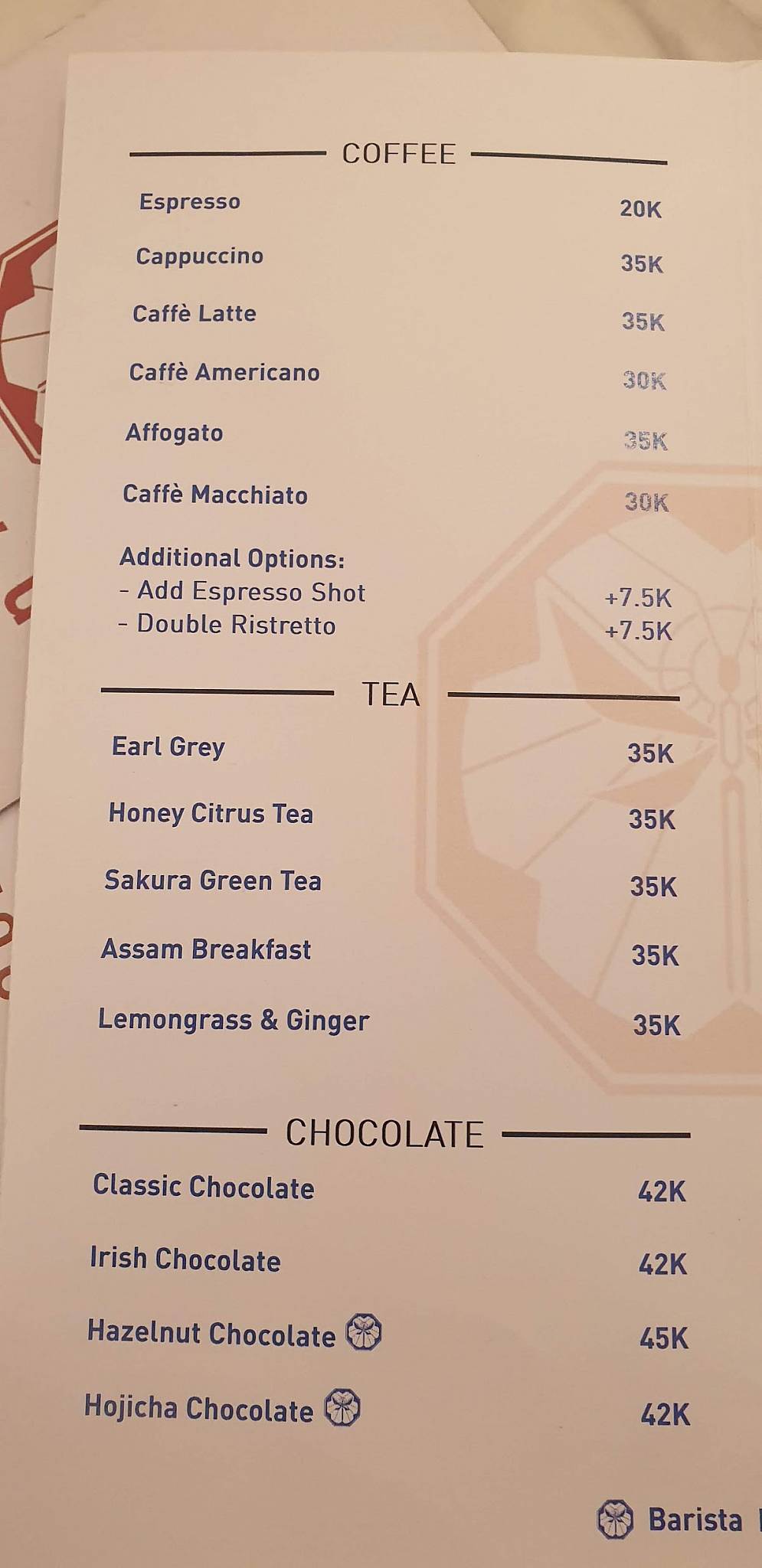 Menu at Kyoyu pub & bar, West Jakarta