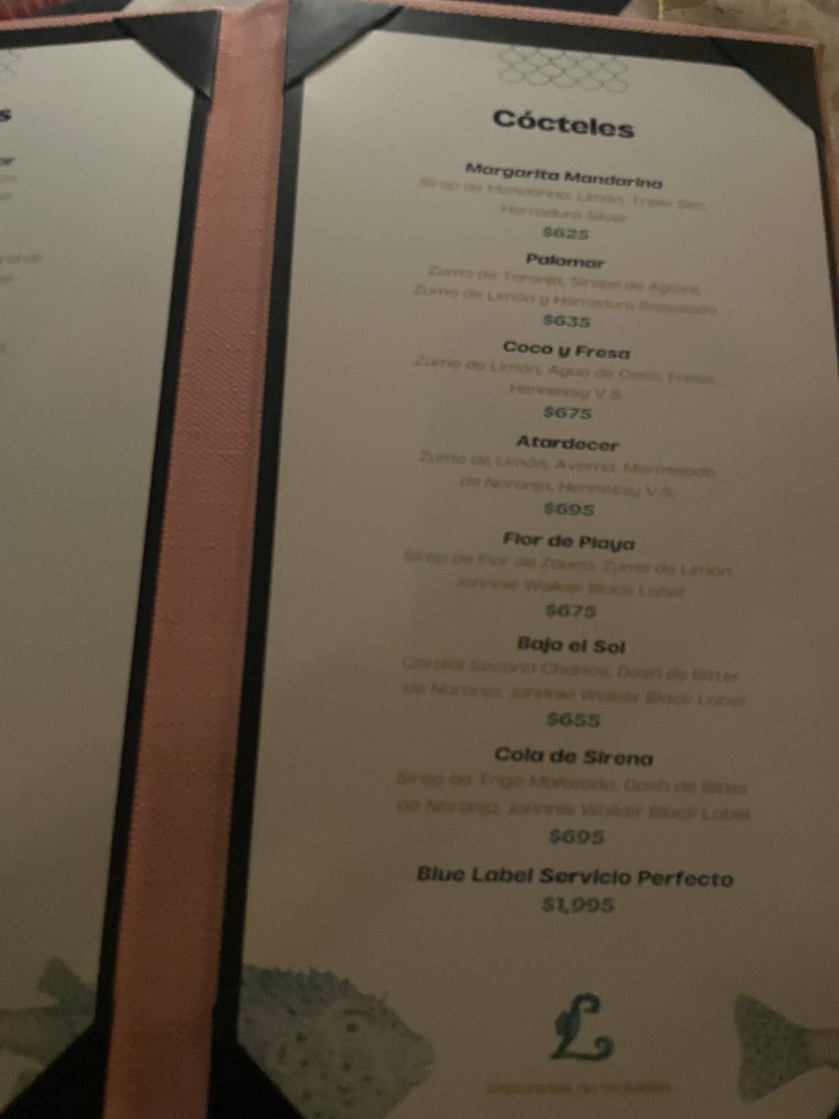 Carta del restaurante LARIMAR, Santo Domingo