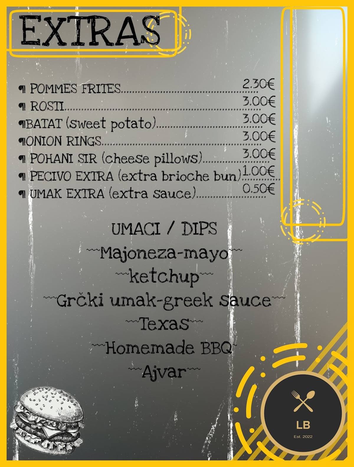 Menu at LB STREET FOOD restaurant, Kali