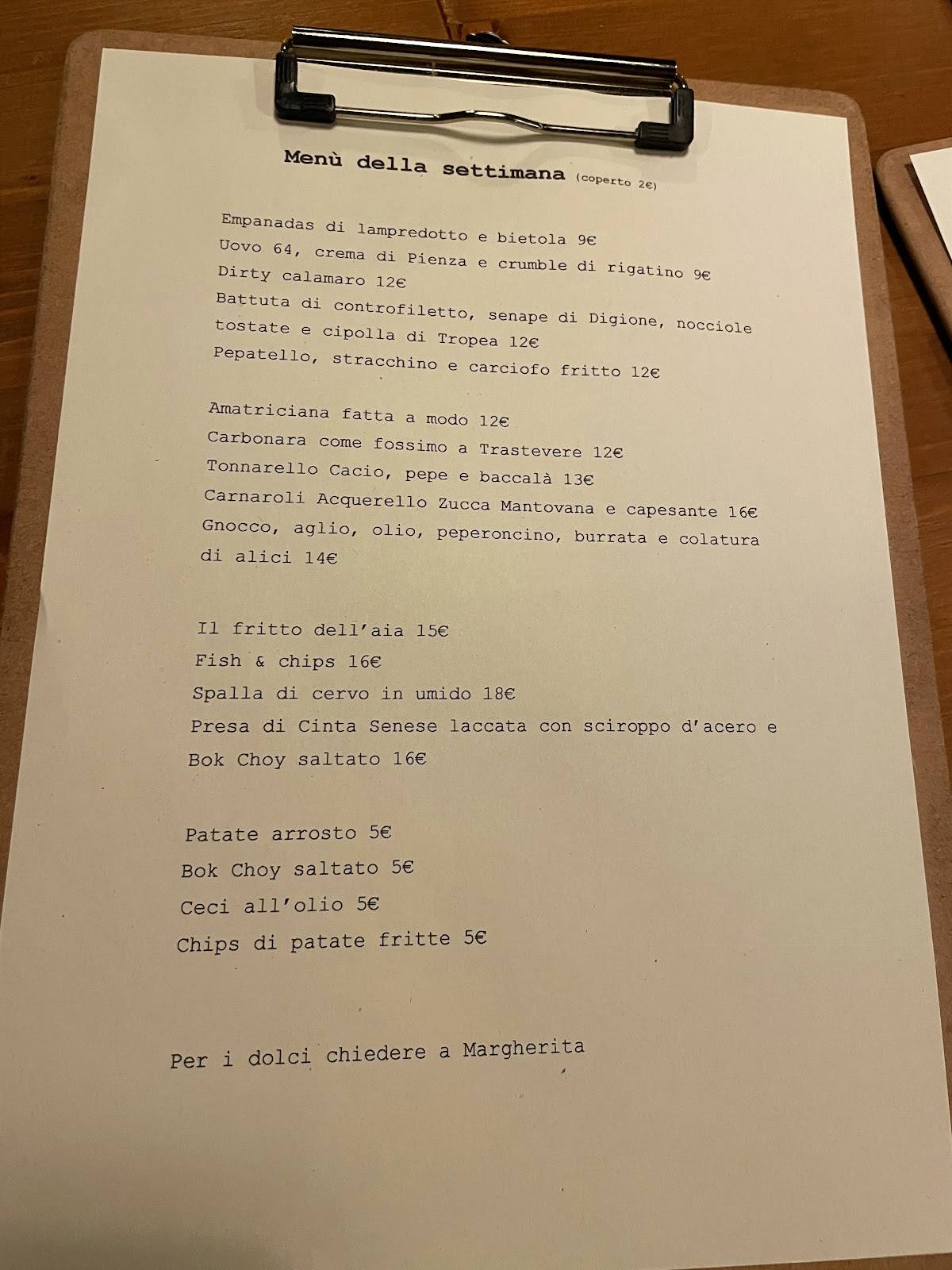 Menu da L'Oca Bonda ristorante, Pozzolatico