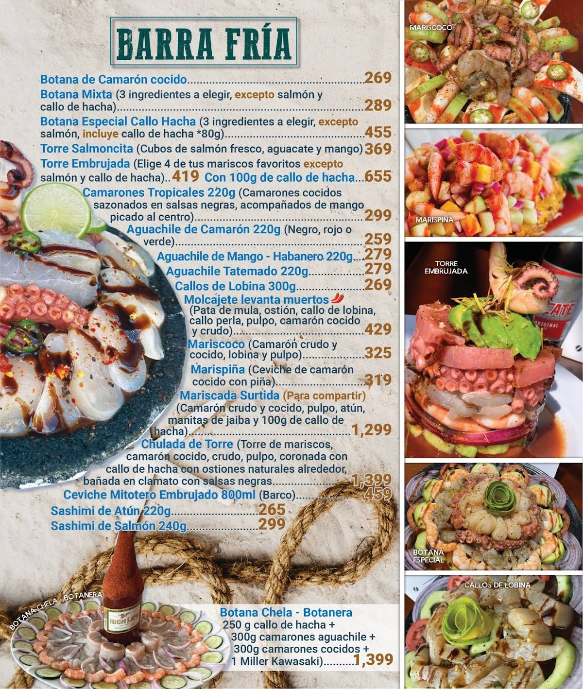 Carta de Restaurant La Brujería, Mariscos Sinaloenses, Zapopan