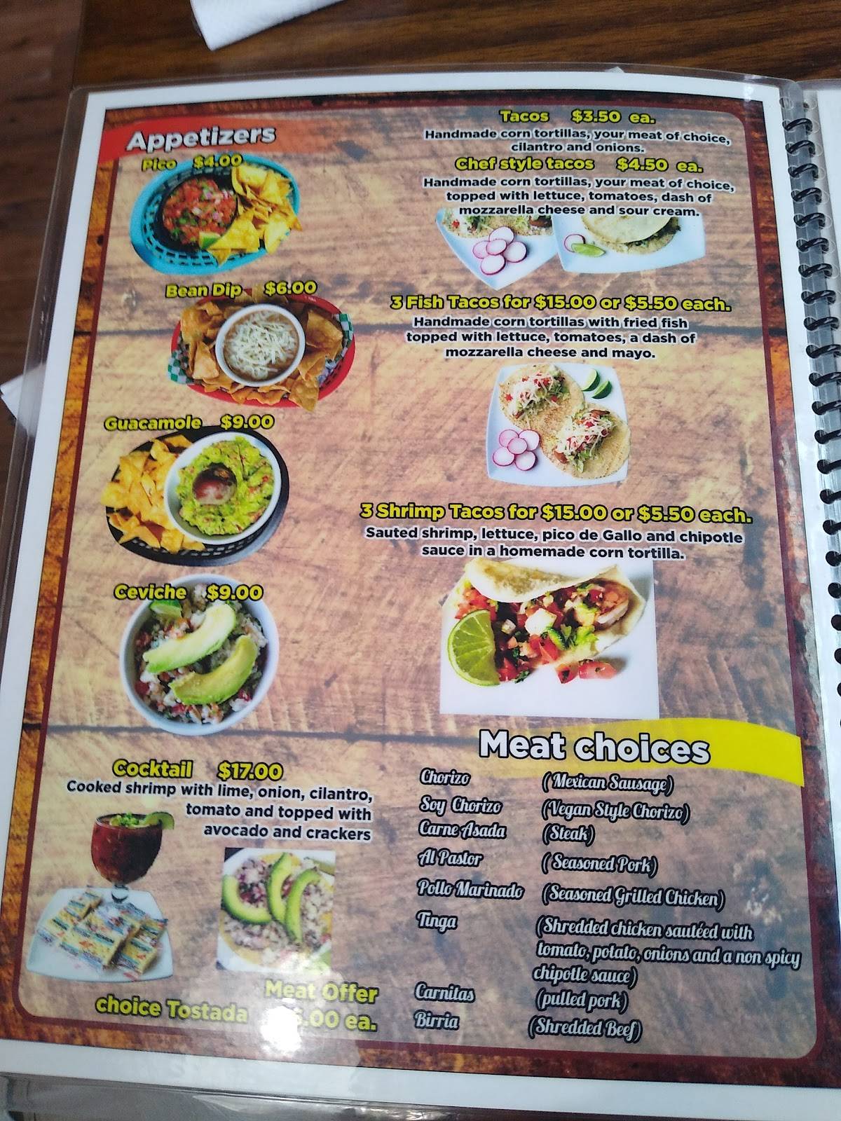 Menu at La Cabaña de Raya restaurant, Astoria