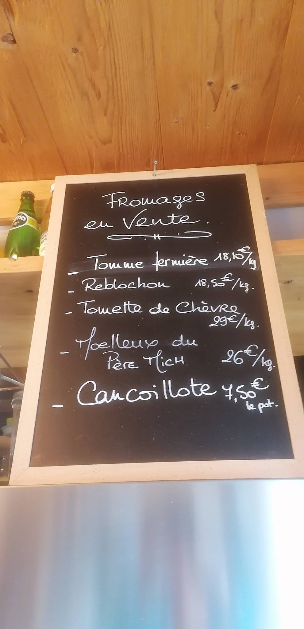 Menu au LA FERME restaurant, Montmin