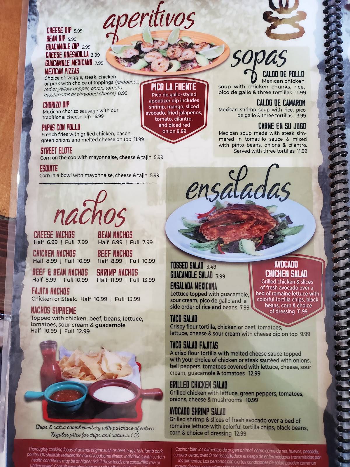 Menu at La Fuente Mexican Restaurant, Smithville
