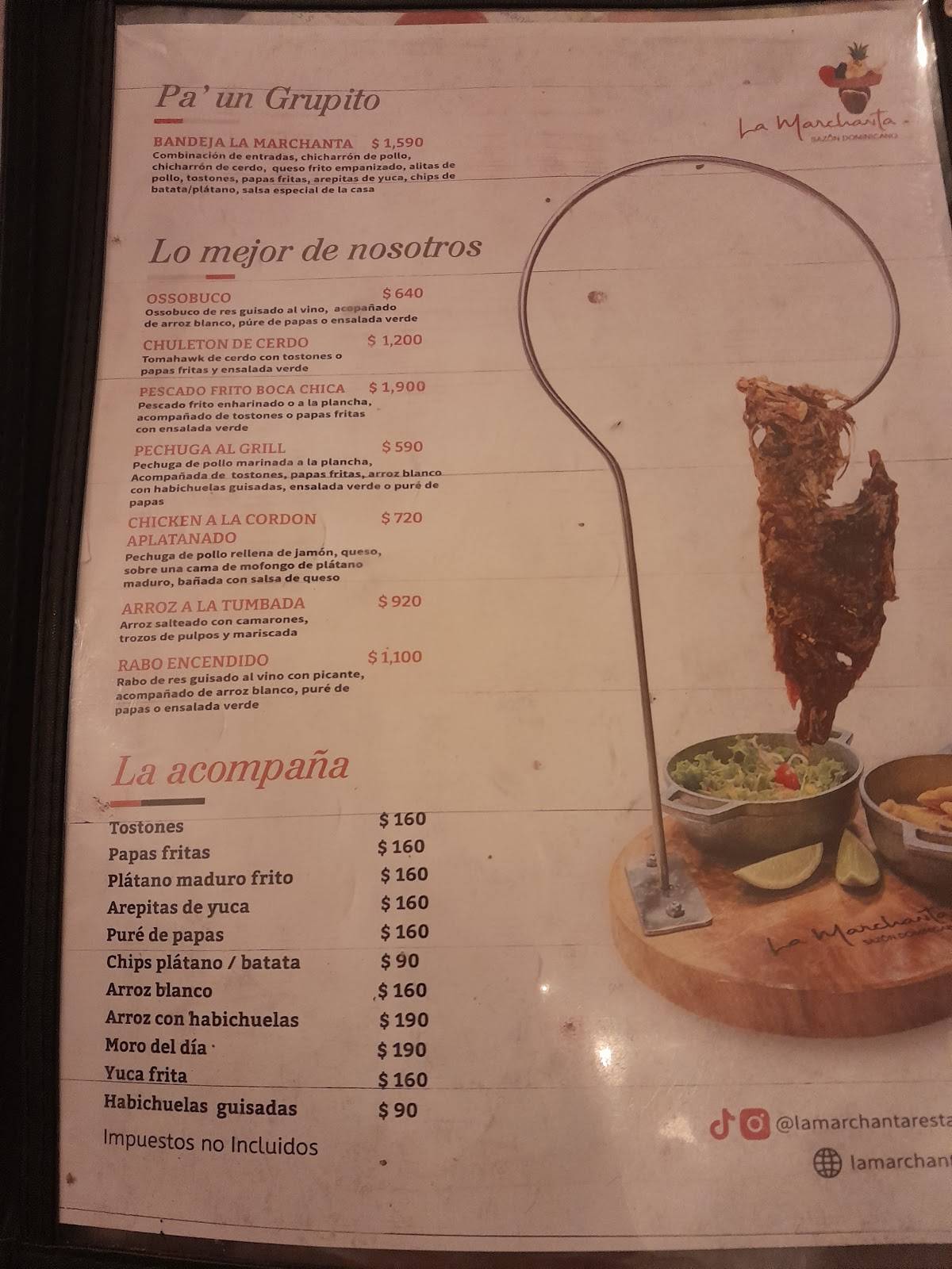 Menu at La Marchanta Restaurant, Santo Domingo
