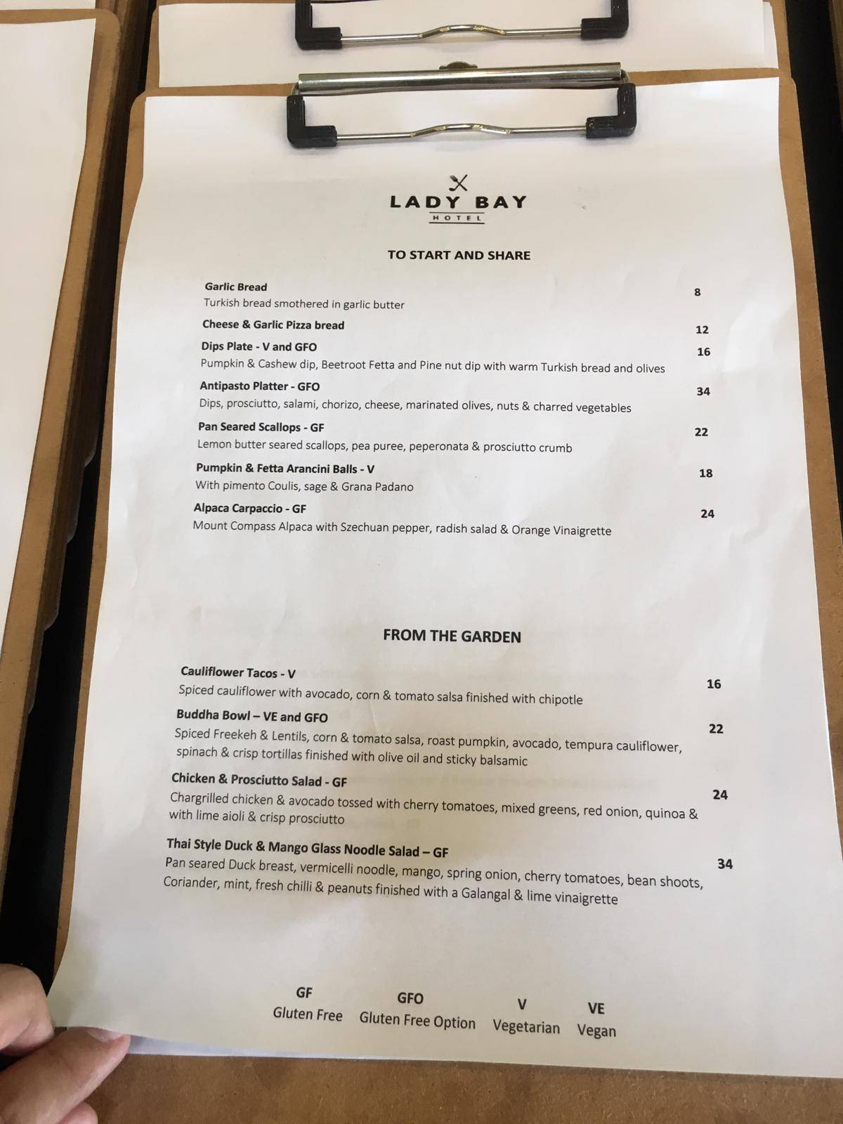 Menu at Lady Bay Resort Bar & Restaurant, Normanville