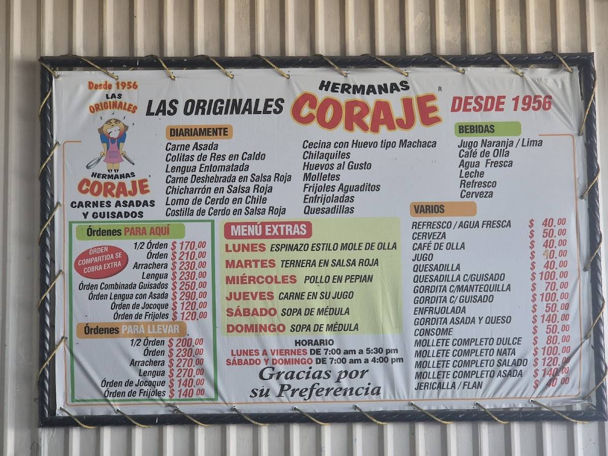 Carta del restaurante Las Originales Hermanas Coraje "Chicago ...