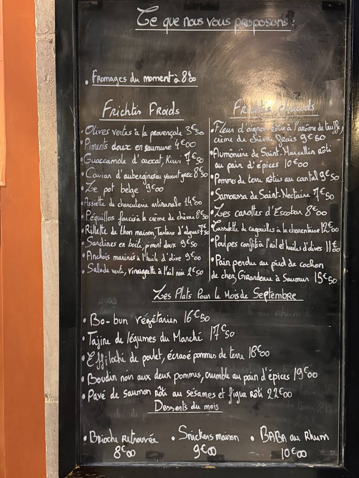 Menu au Restaurant Le 1929 "La Tapasserie Rochelaise" La rochelle, La ...