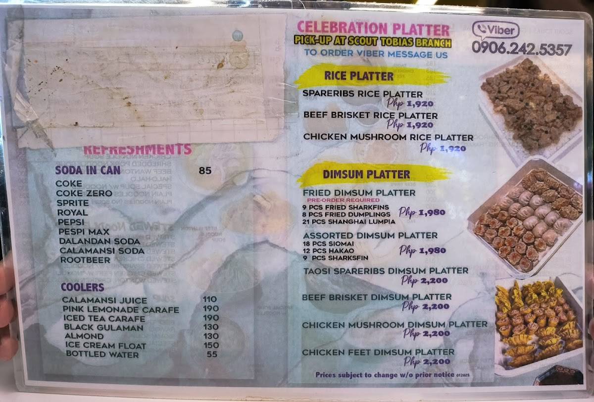 Menu at Le Ching Tea House restaurant, San Juan, Shoppesville