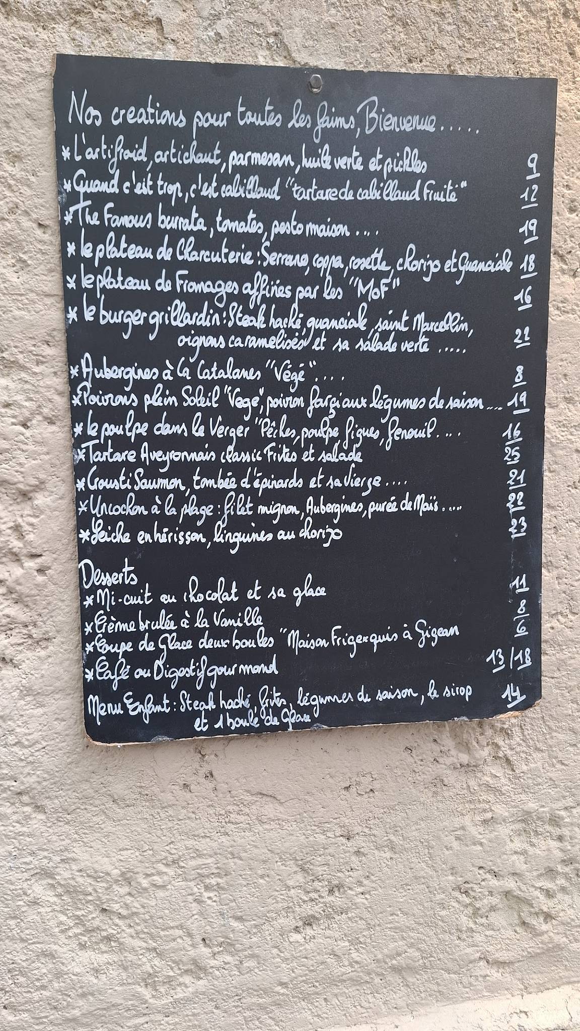 Menu au Le Grillardin restaurant, Montpellier