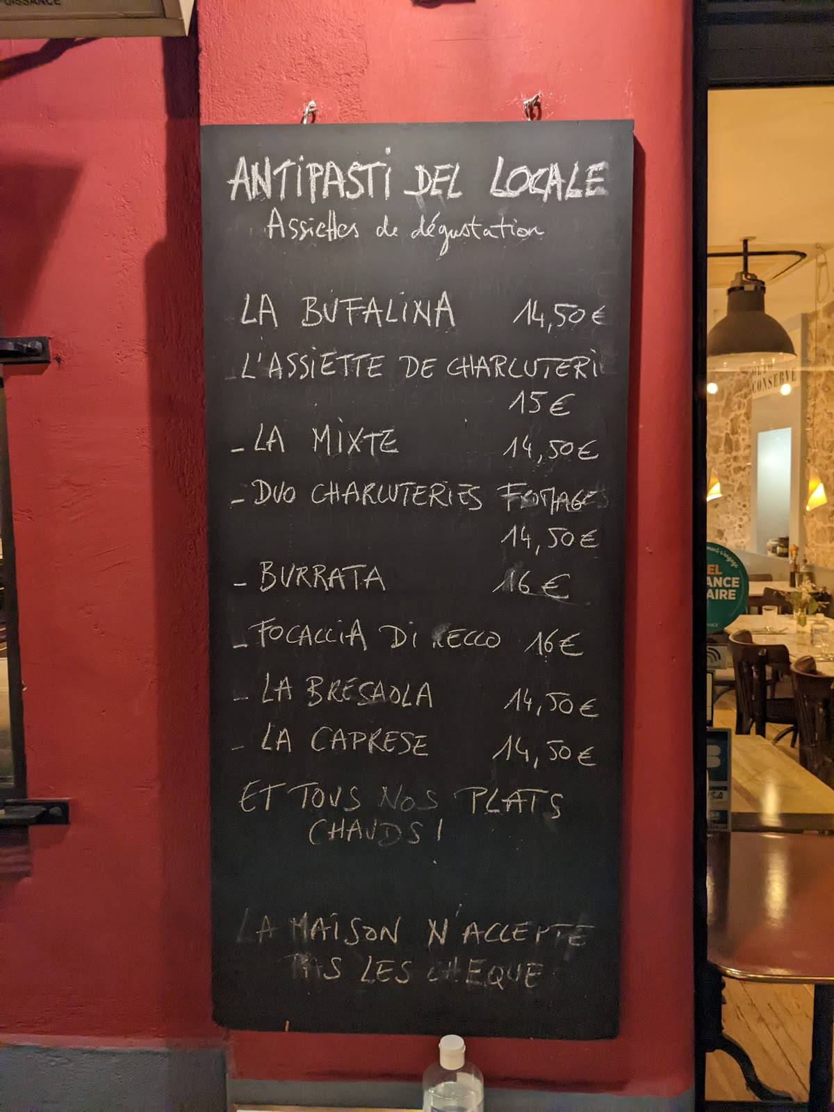 Menu au Le Local restaurant, Nice, 4 Rue Rusca