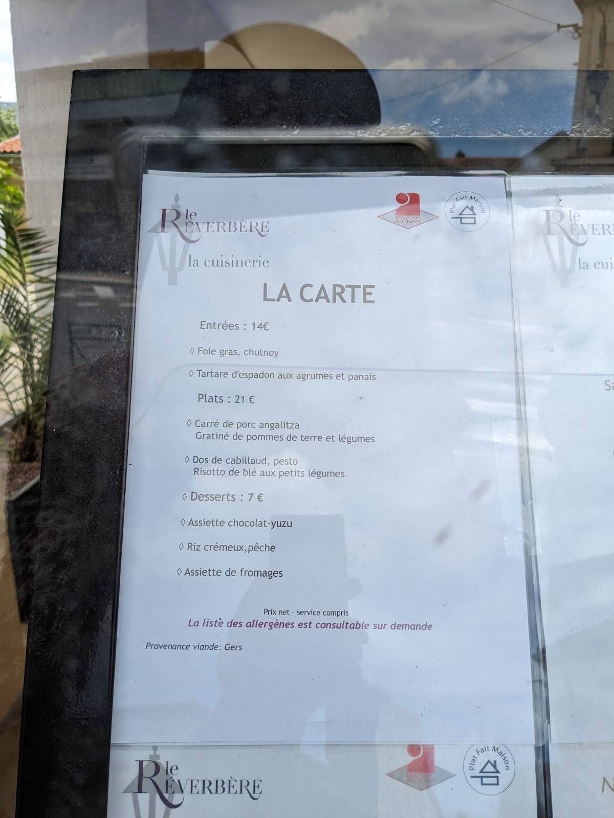 Menu au La Cuisinerie Le Réverbère restaurant, Vic-en-Bigorre
