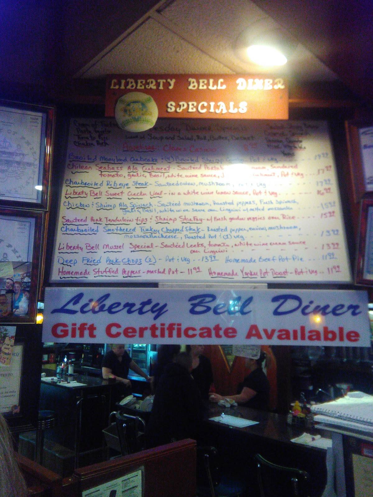 Menu at Liberty Bell Diner restaurant, Philadelphia, 8445 Frankford Ave