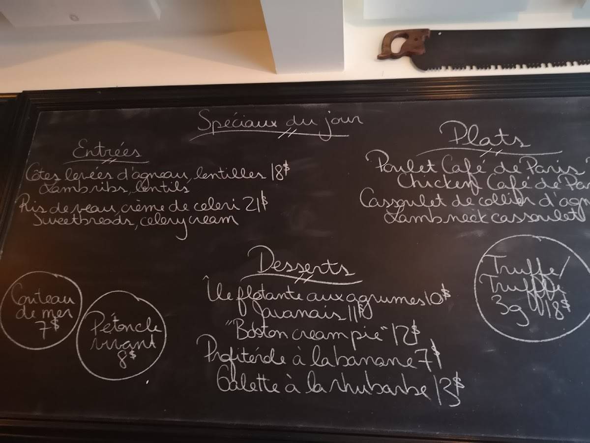 Menu at Liverpool House restaurant, Montréal