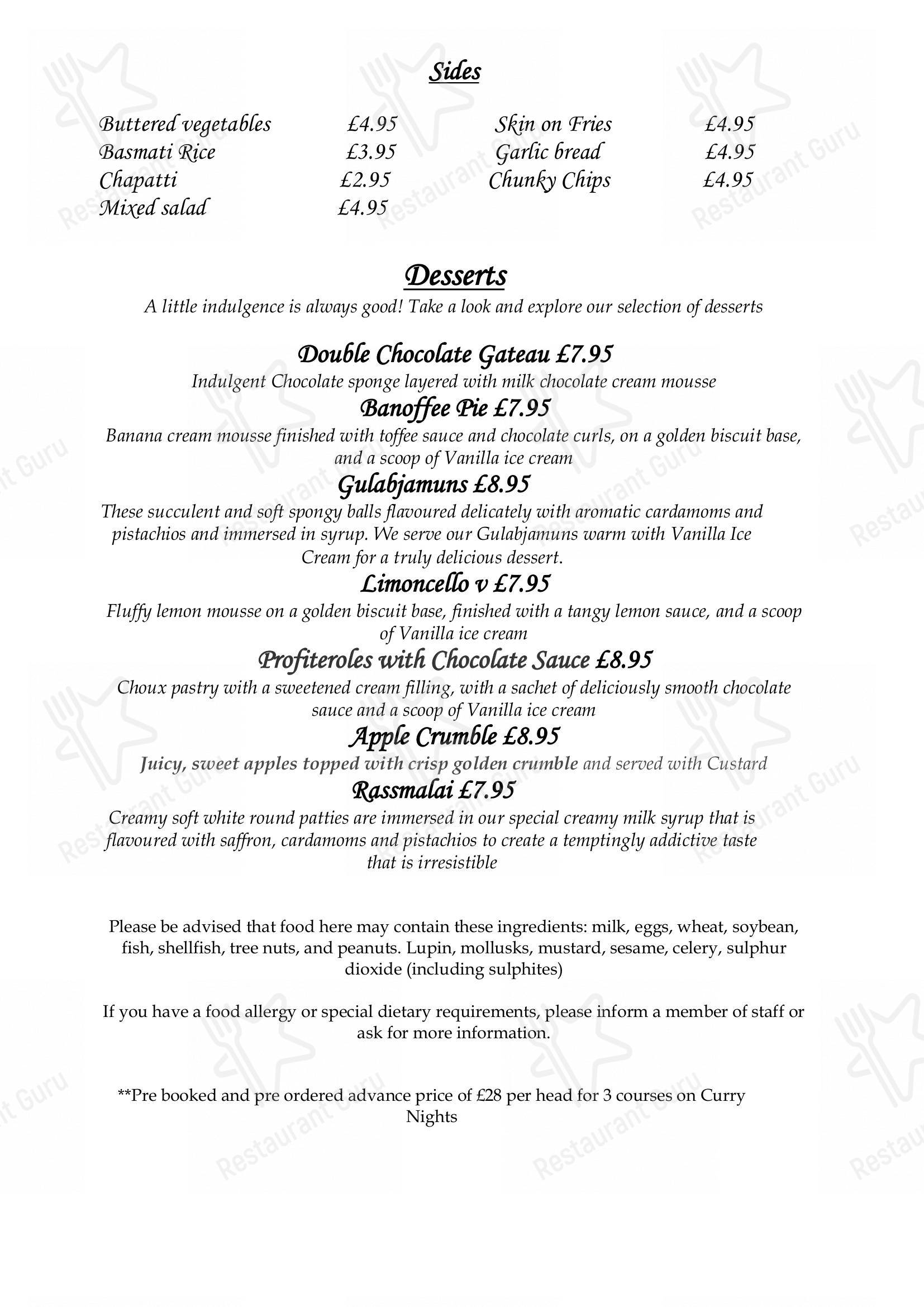 Menu at Longs Hotel & Inn pub & bar, Woburn