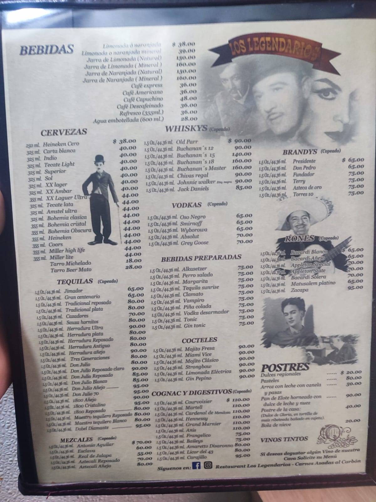 Carta del restaurante Los Legendarios Suc.Fleteros, Monterrey