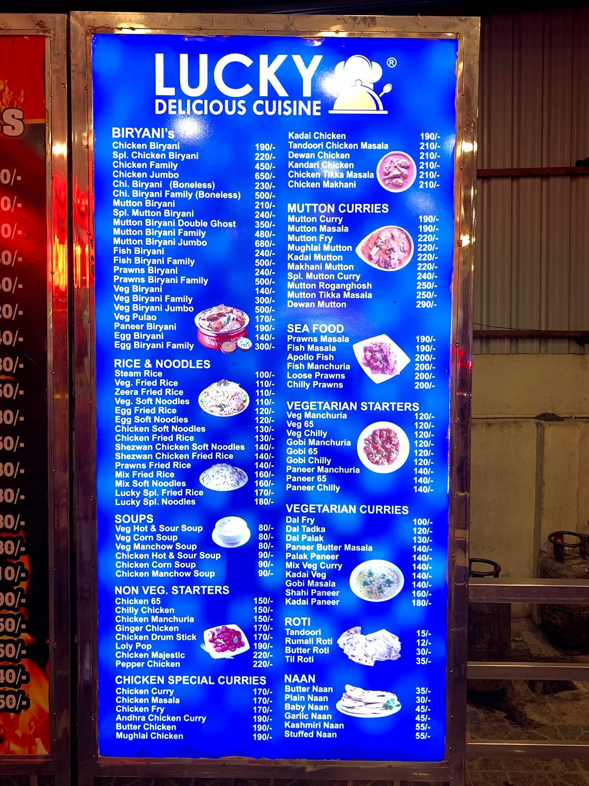 Menu at Lucky Restaurant, Hyderabad, Alkapuri X Roads(Uppal)