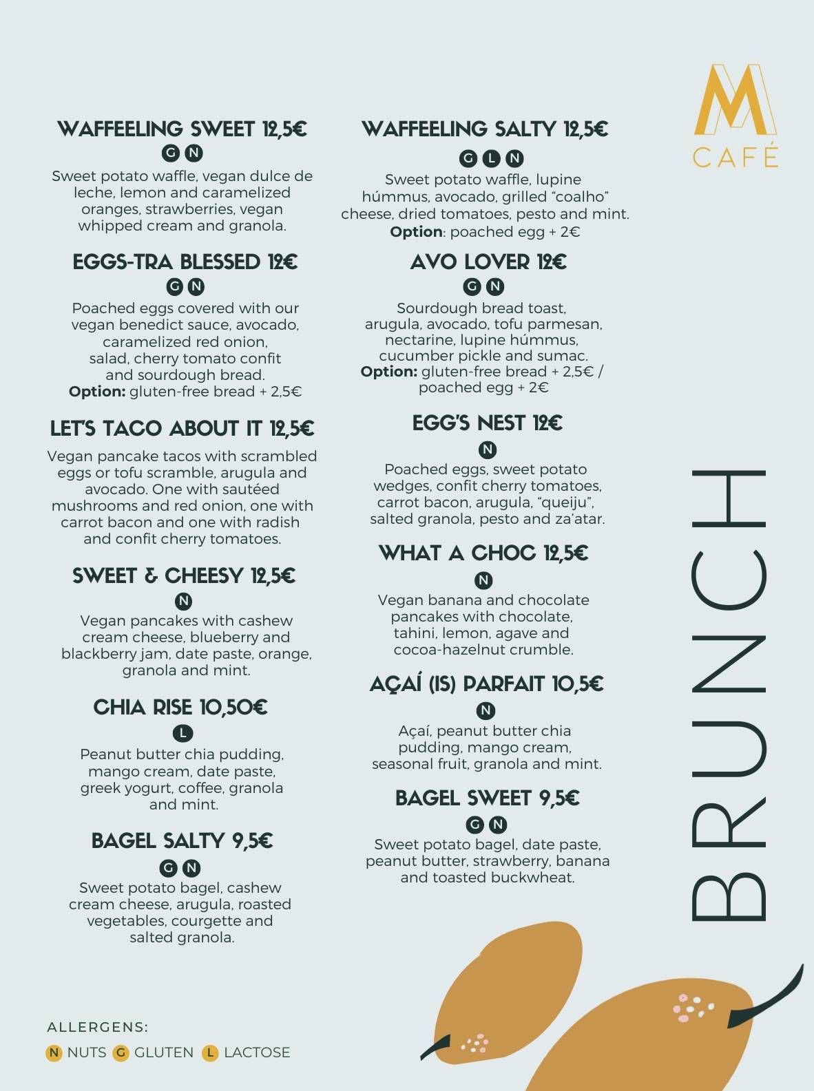 Menu at M Café, Carcavelos