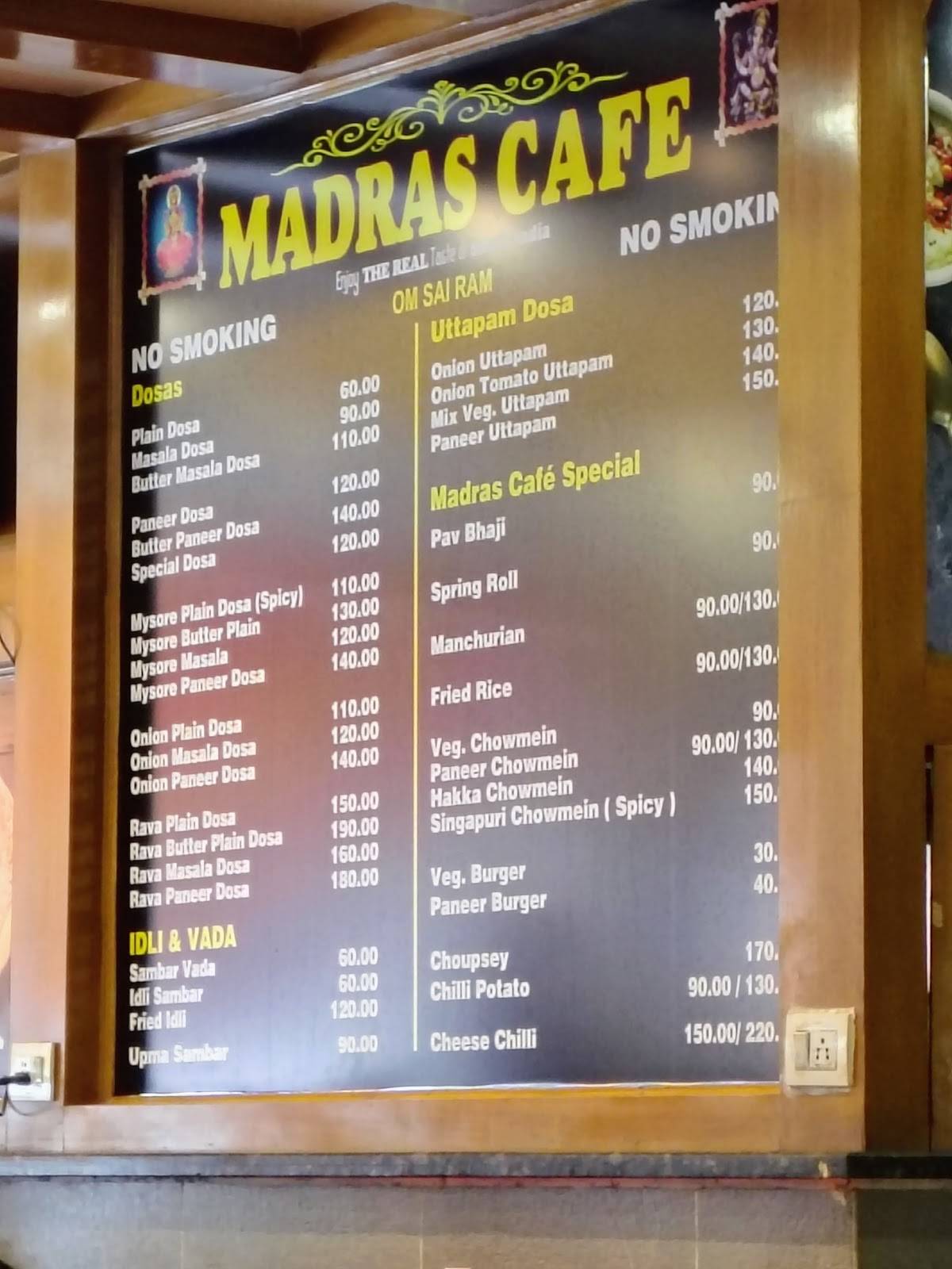 Menu at MADRAS CAFE, Karnal