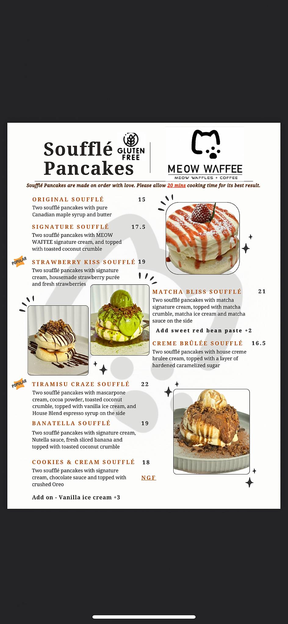 Menu at MEOW WAFFEE - Meow Waffles & Coffee, Darwin City