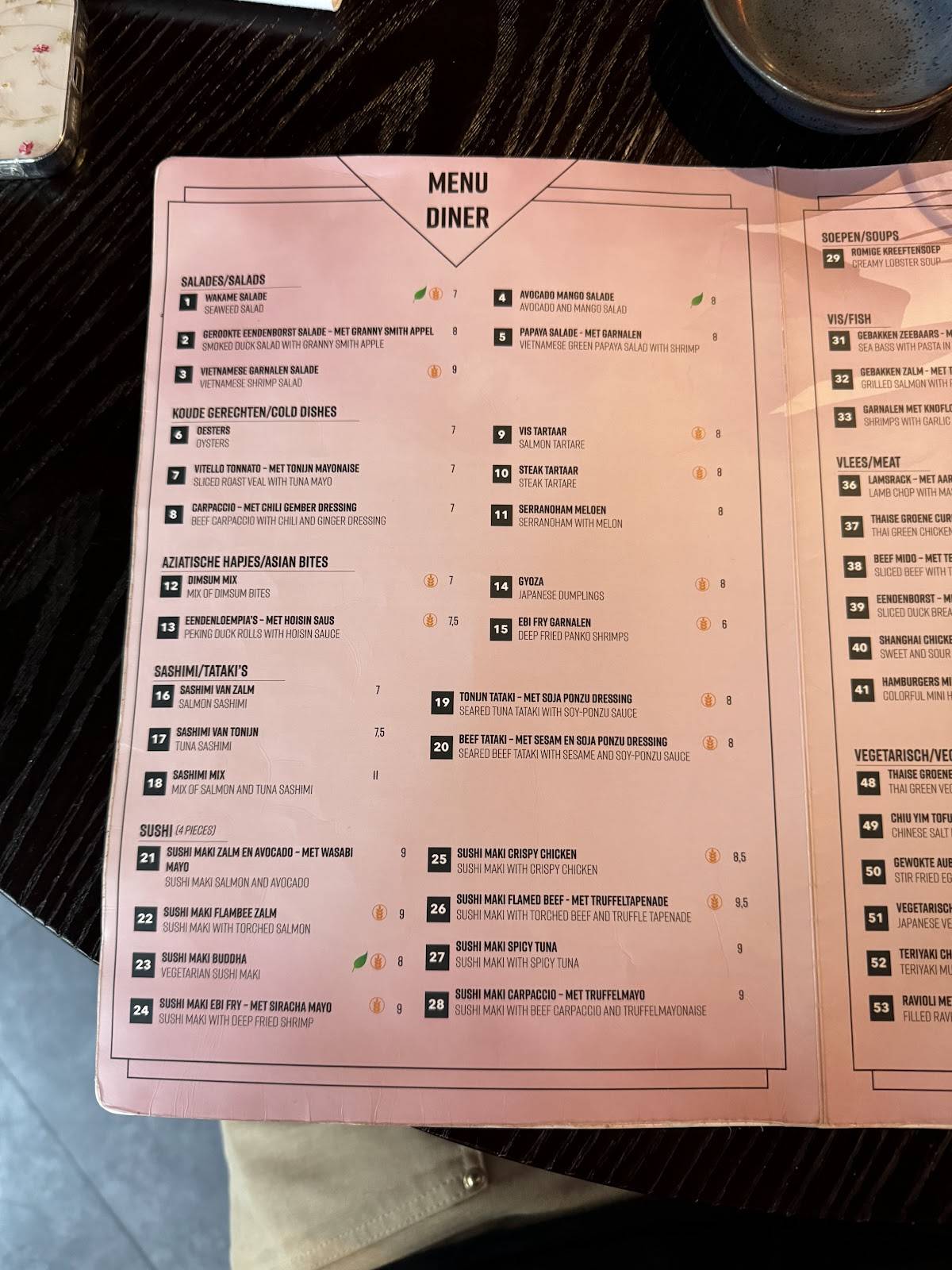Menu at Restaurant MIDO, Zeist