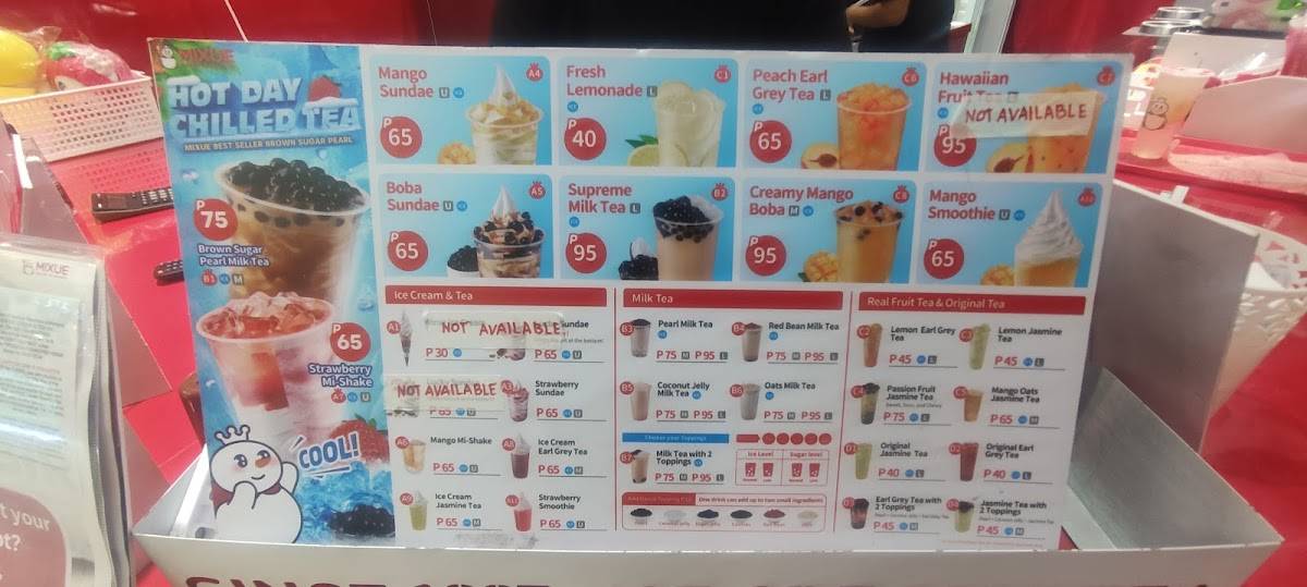 Menu at Mixue Ice Cream & Tea - Waltermart Subic, Subic
