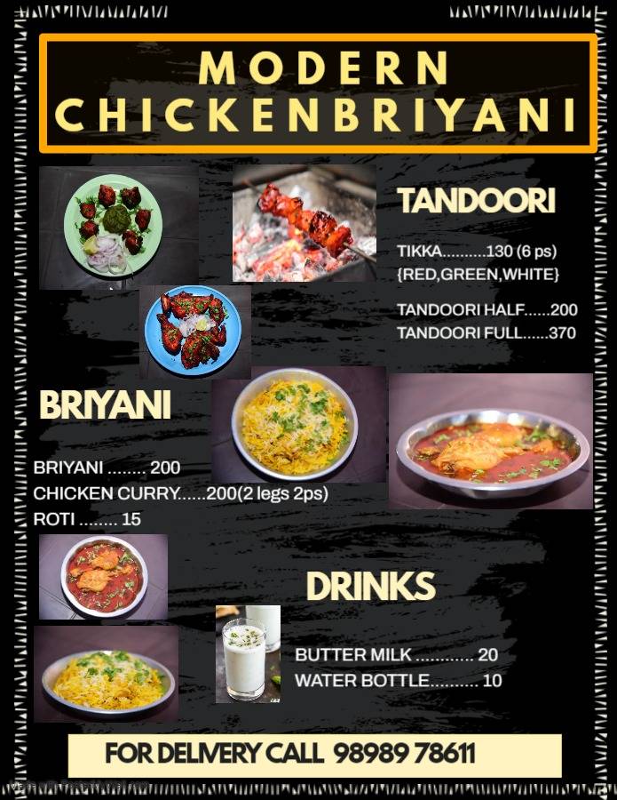 Menu at MODERN CHICKEN BIRYANI, Gandhinagar