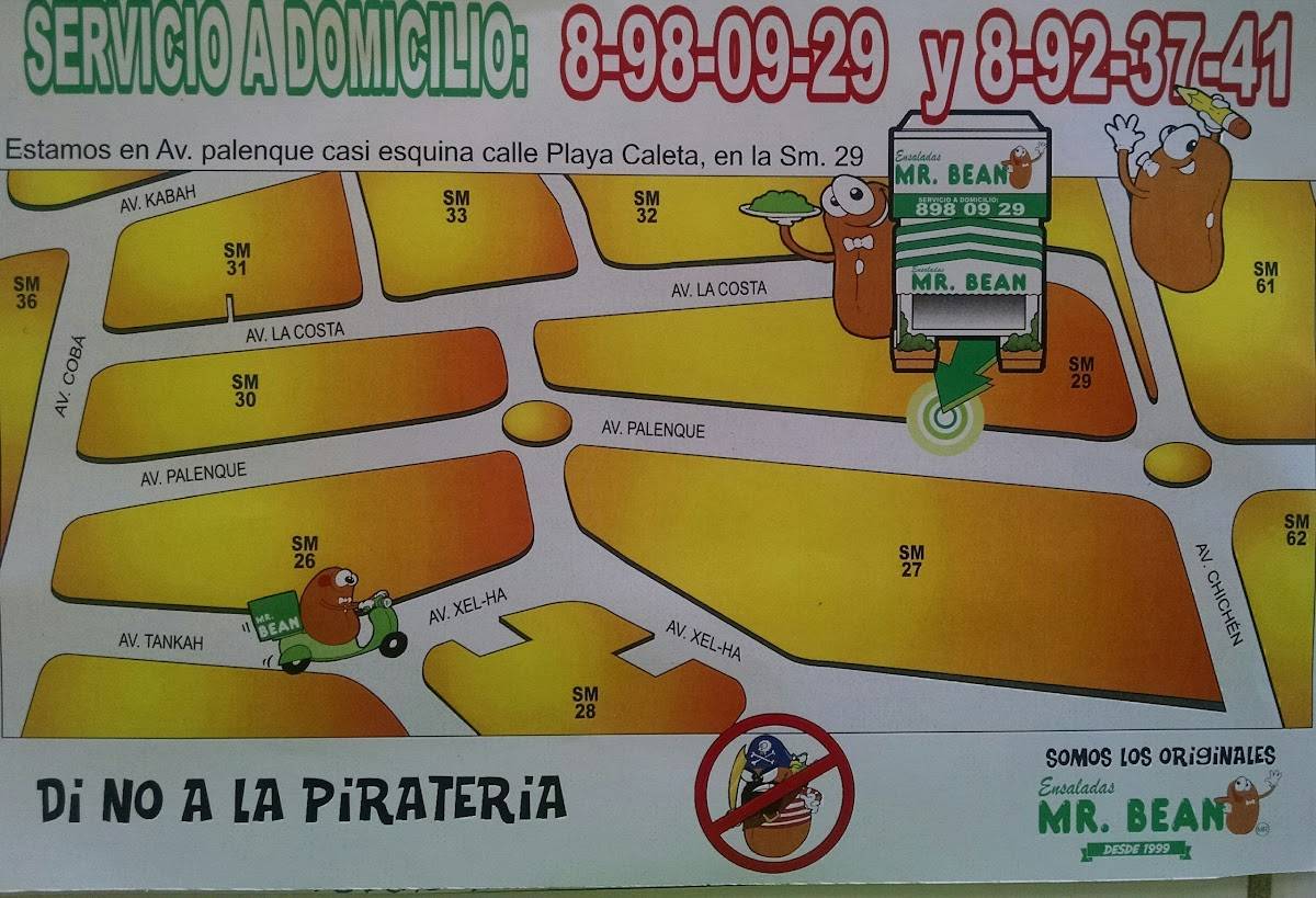 Menu at MR. BEAN restaurant, Cancún