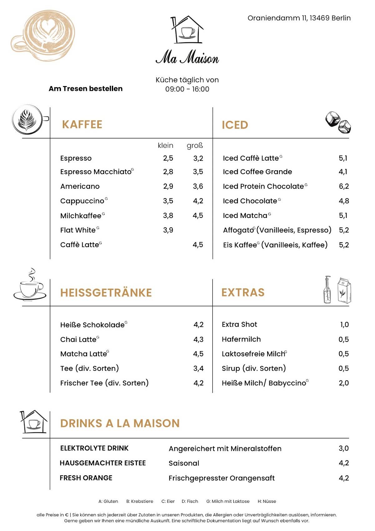 Speisekarte von Ma Maison Café & Brunch Berlin restaurant, Berlin