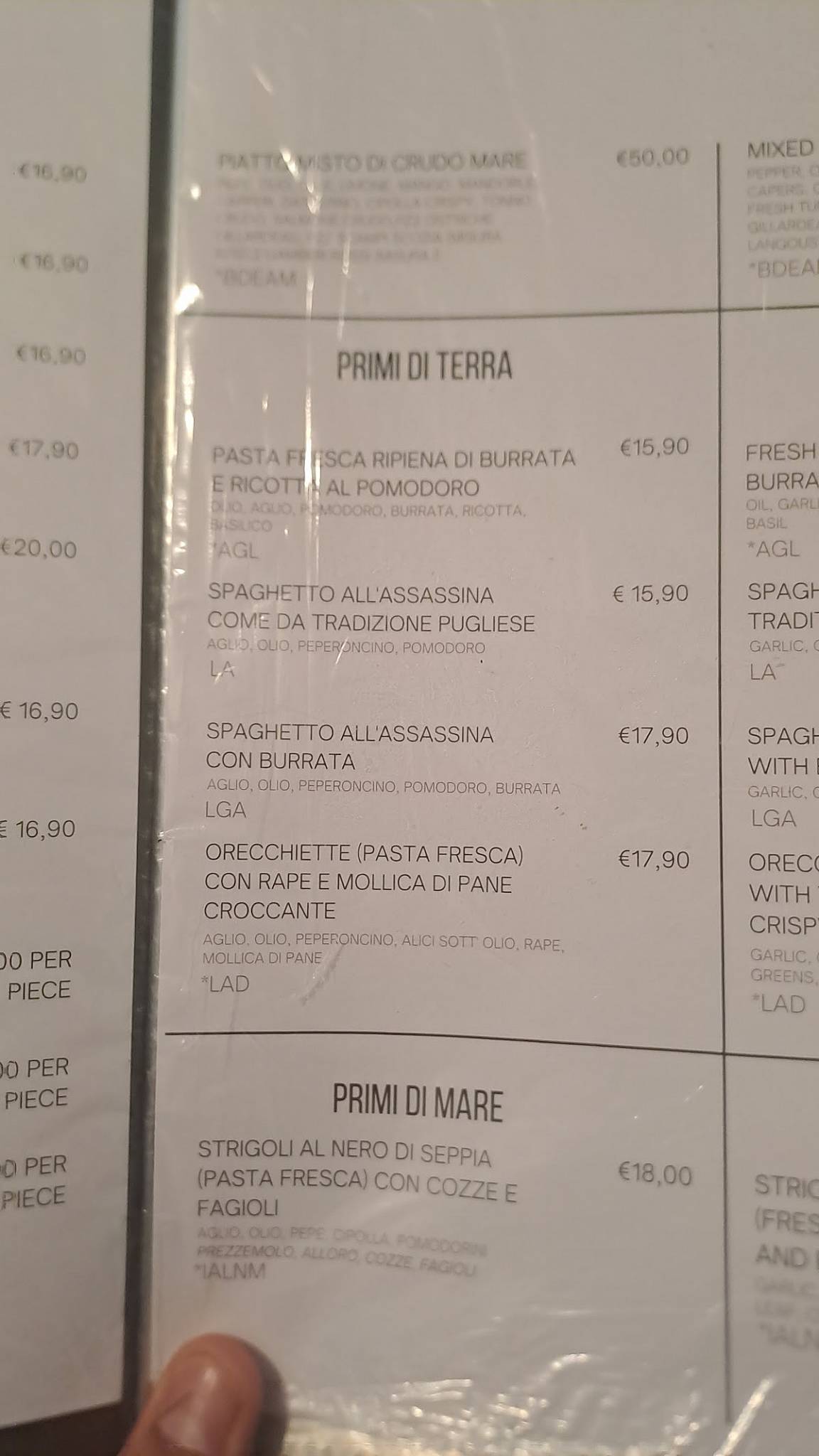 Menu at Made In Puglia Fratelli Campanella restaurant, Saint Julian's