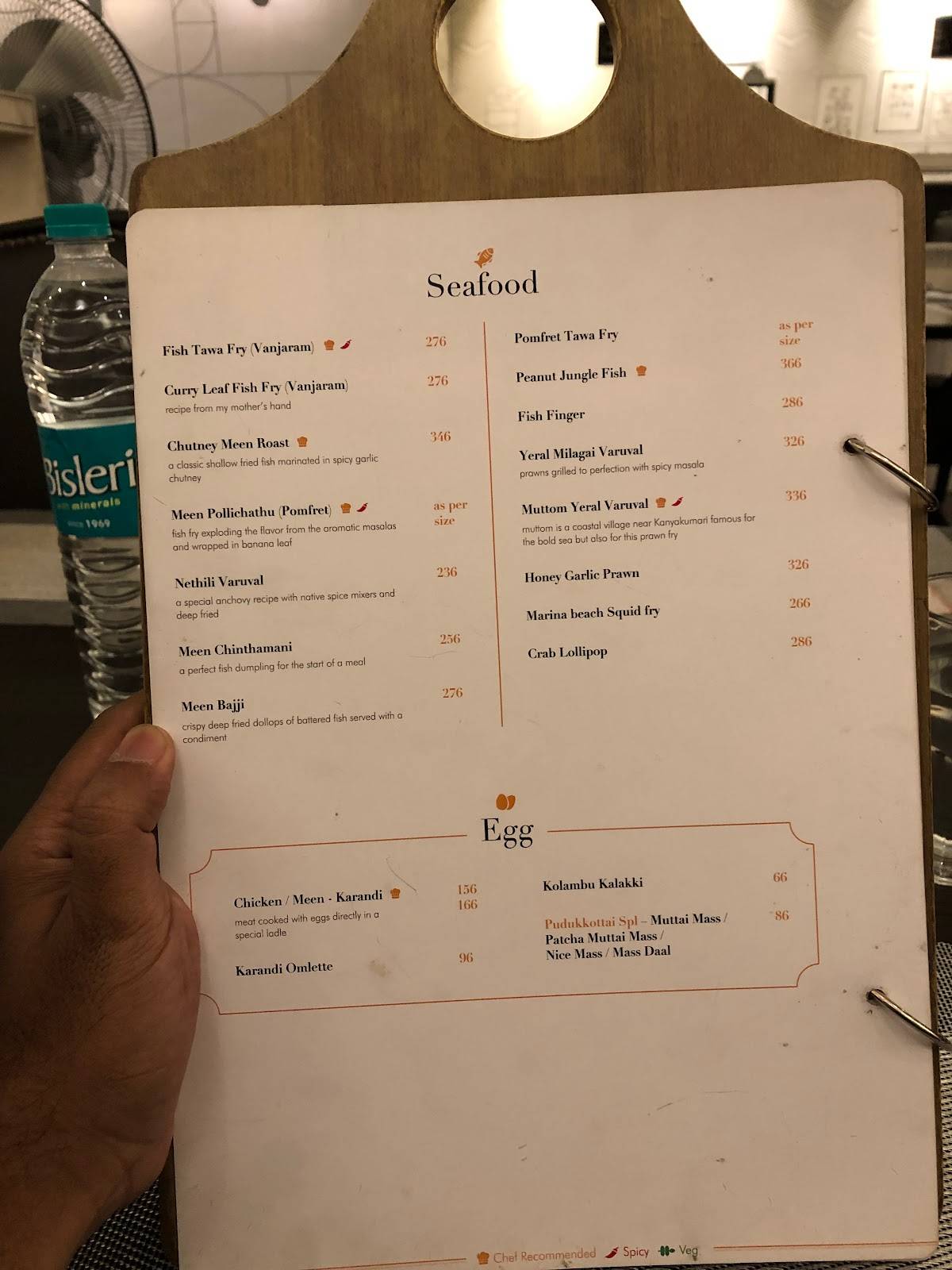 Menu at Madras Machan's, Chennai