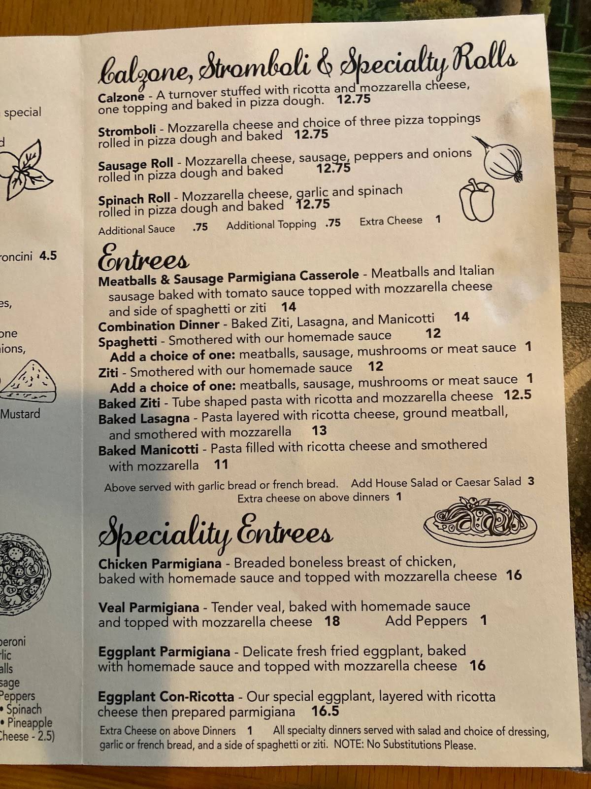 Menu at Mamma Rosa's Italian Restaurant, Cookeville