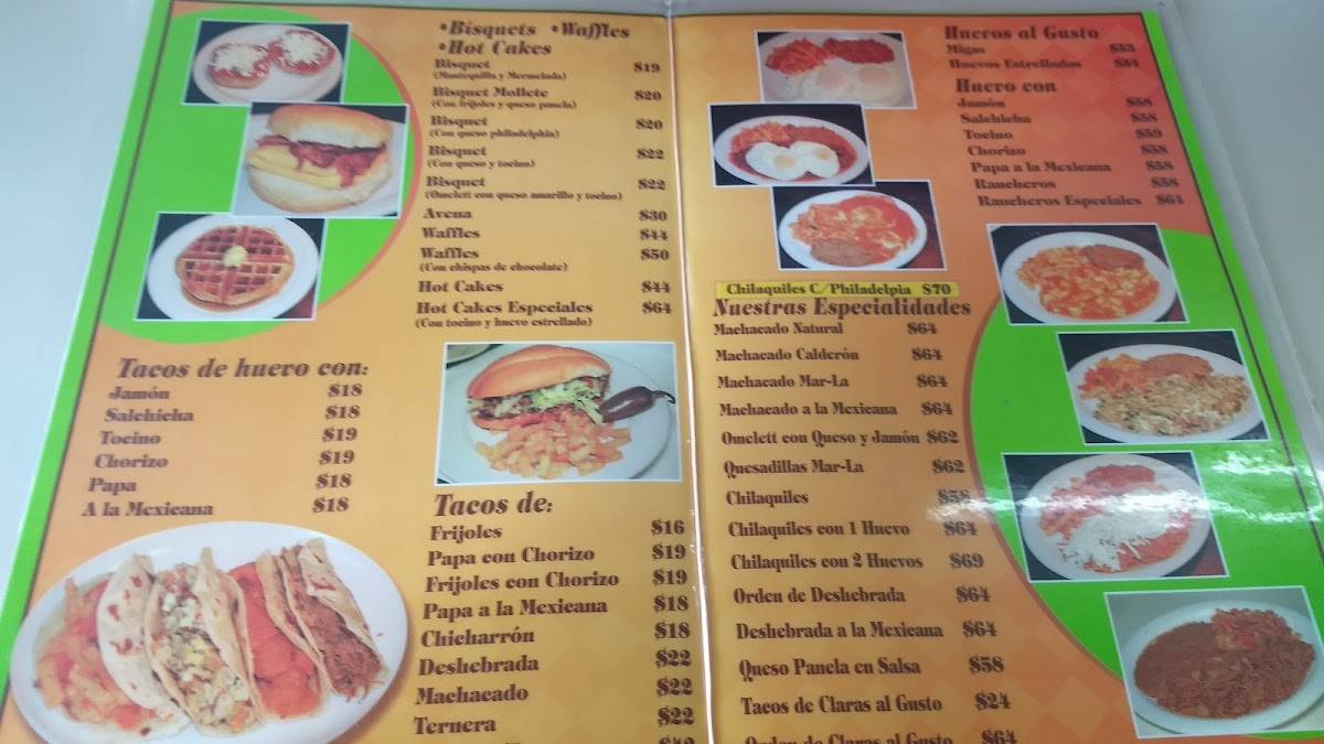Carta del restaurante Mar- la, Nuevo Laredo, Gral. Fco. Munguía 2495
