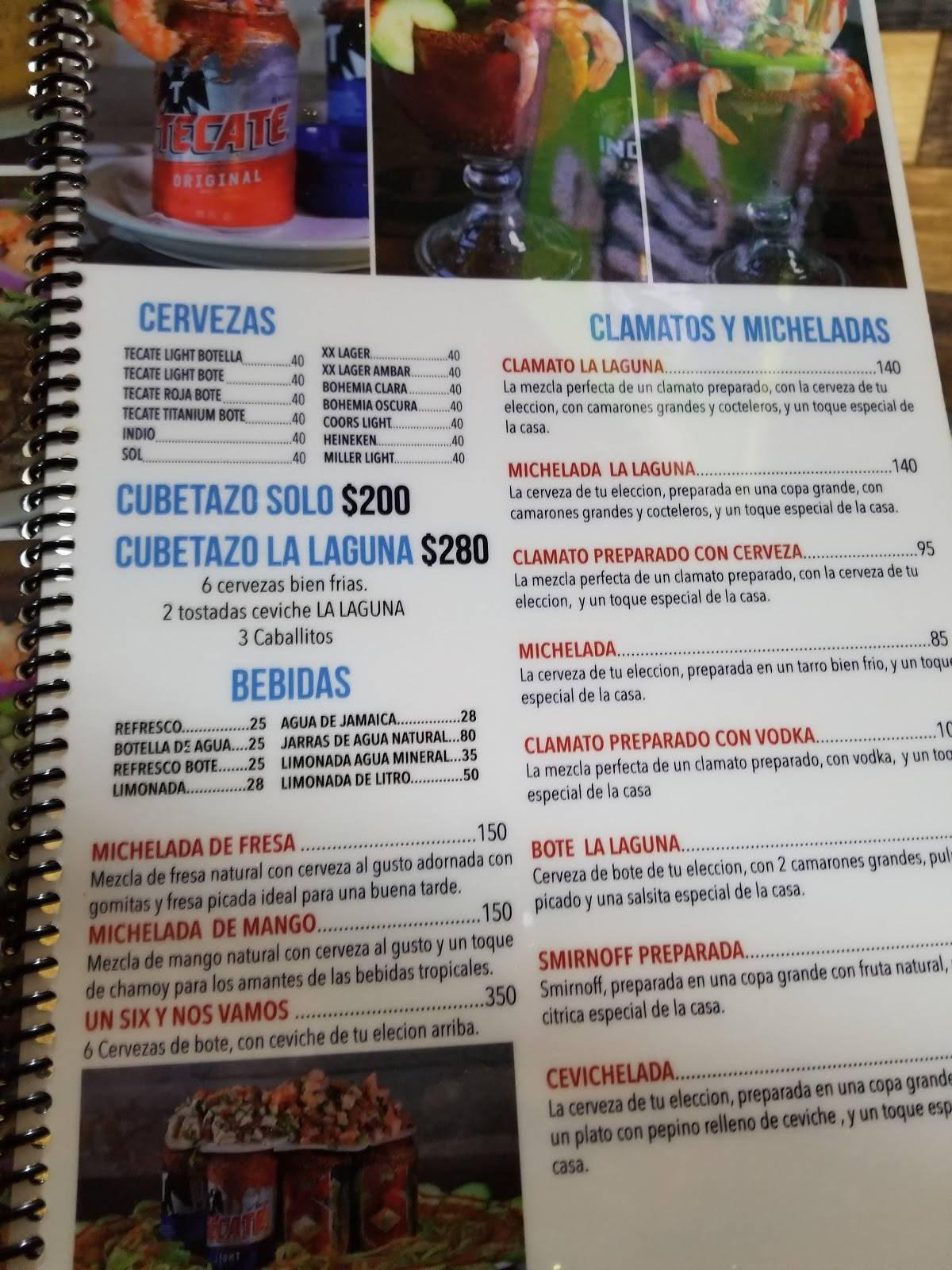 Carta del restaurante La Laguna, Nuevo Laredo, C. Héroe del Nacataz 1717