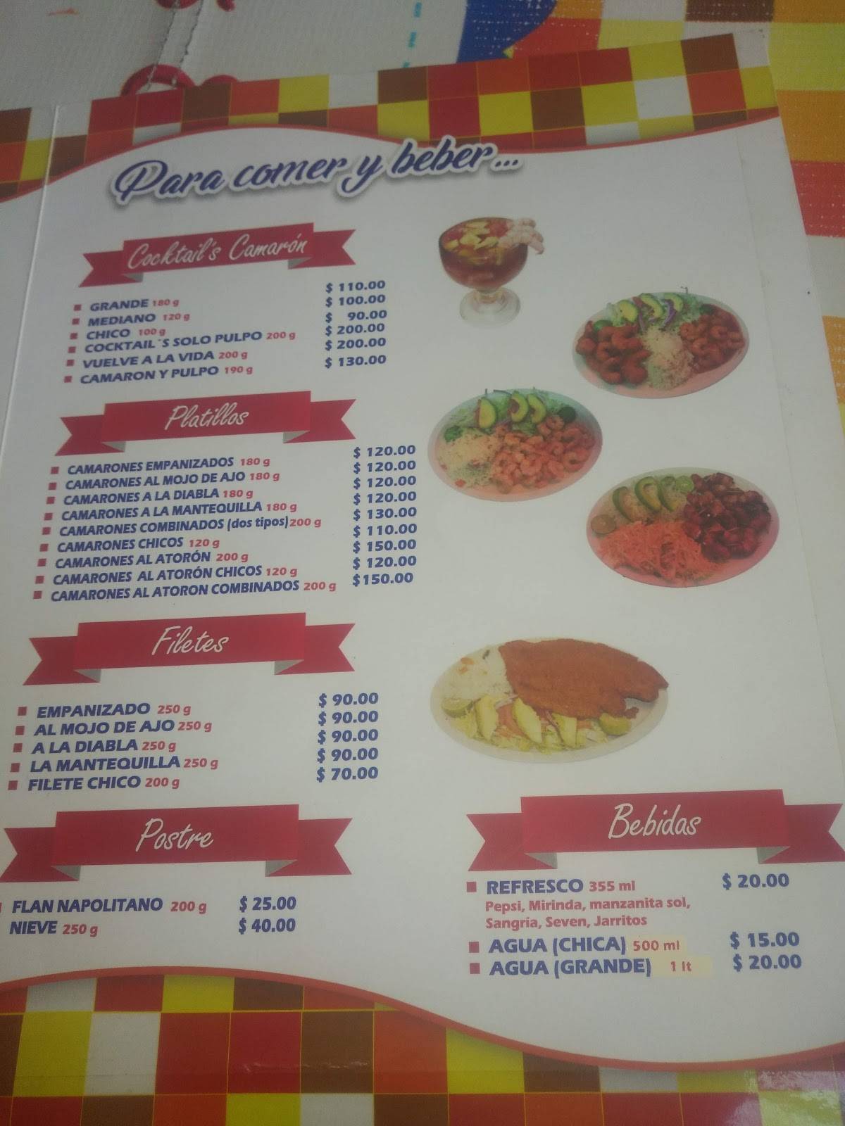 Carta del restaurante Mariscos El Atorón, Zapopan, Calz Federalismo 1733