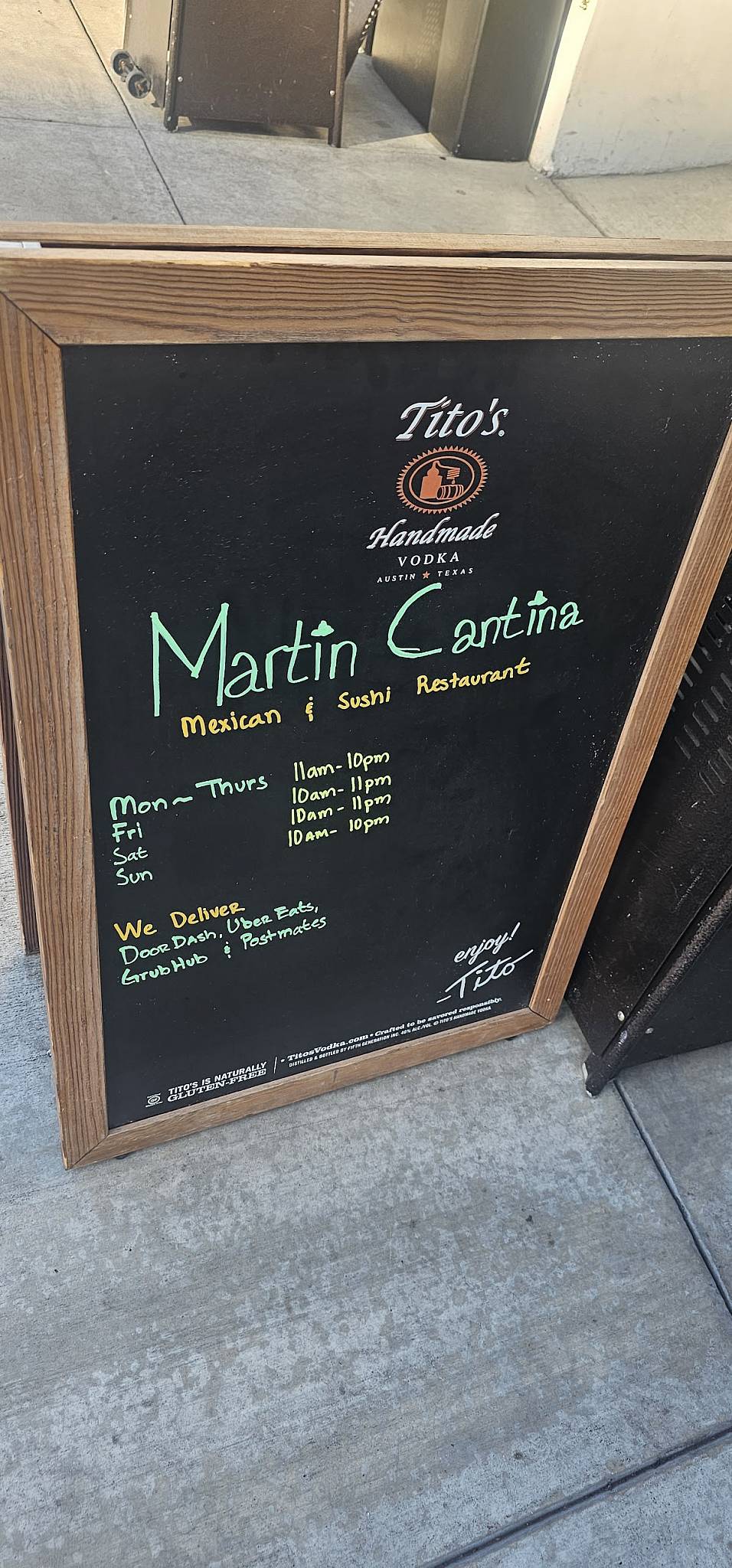 Menu at Martin's Cocina y Cantina restaurant, Inglewood