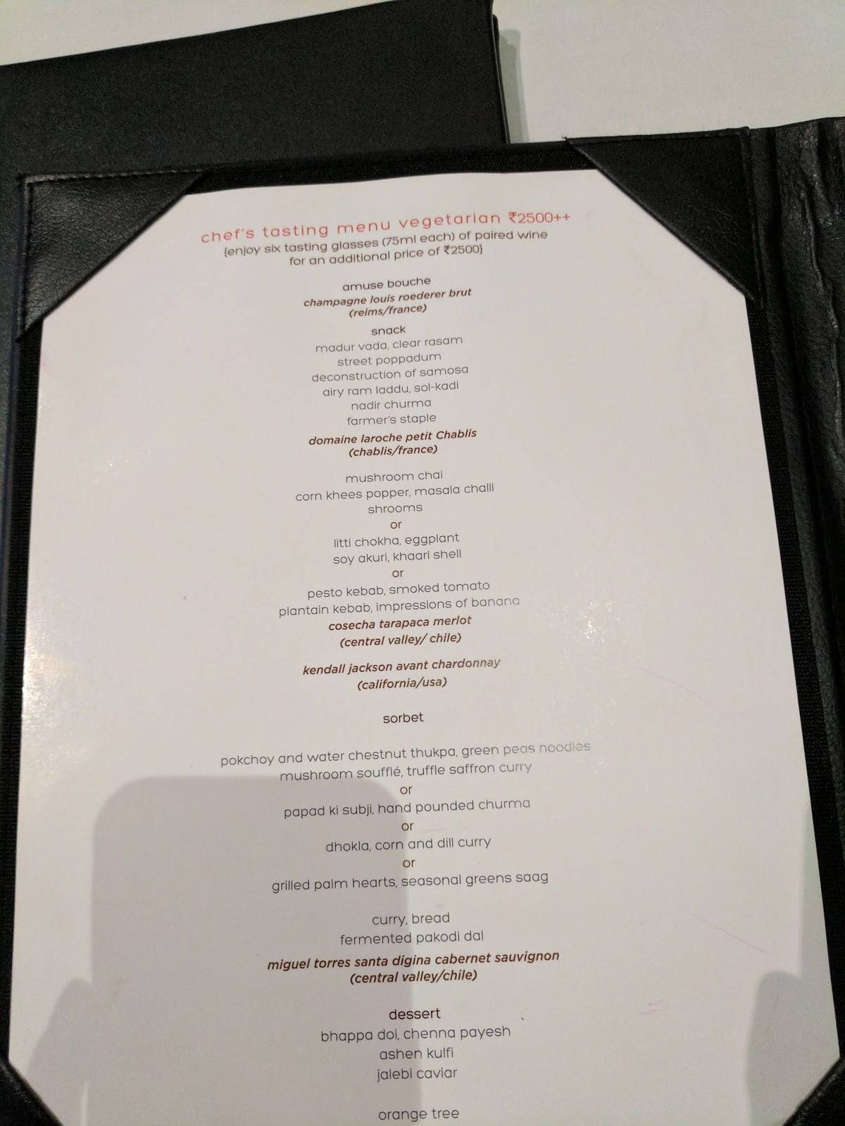 Menu at Masala Library by Jiggs Kalra, New Delhi, New Delhi, 21A