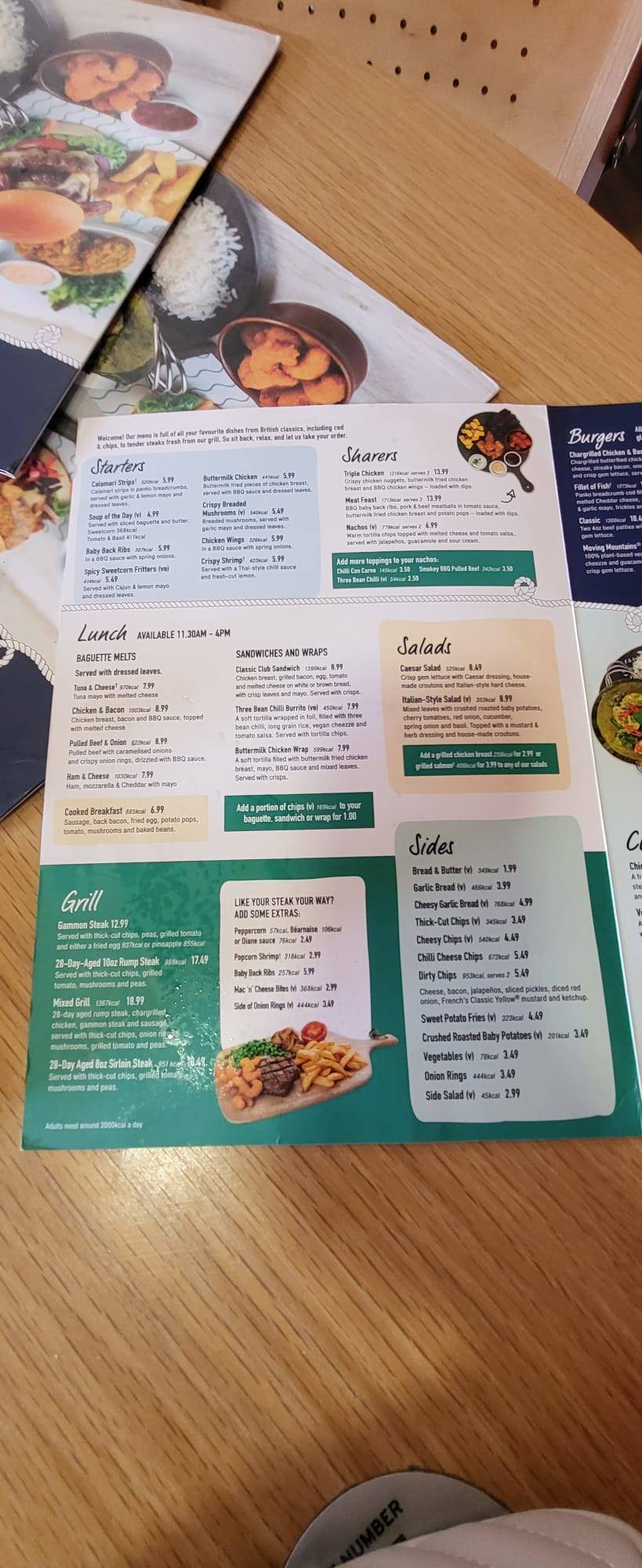 Menu at Mash and Barrel, Fleetwood