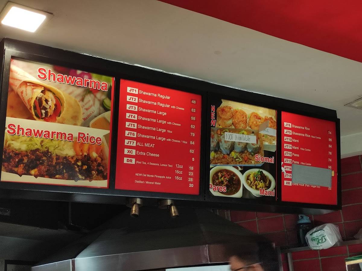 Menu at Master's Shawarma Station and Master's Mami and Pares Station ...
